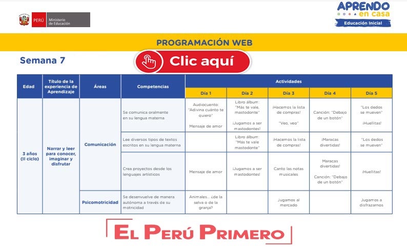 APRENDO EN CASA – Revisa aquí la programación web de la semana 7 [del ...